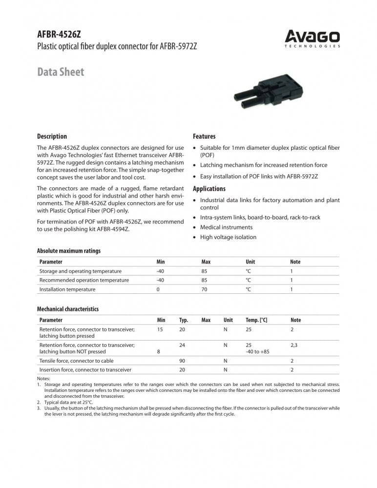 AFBR-4594Z technical document page 1