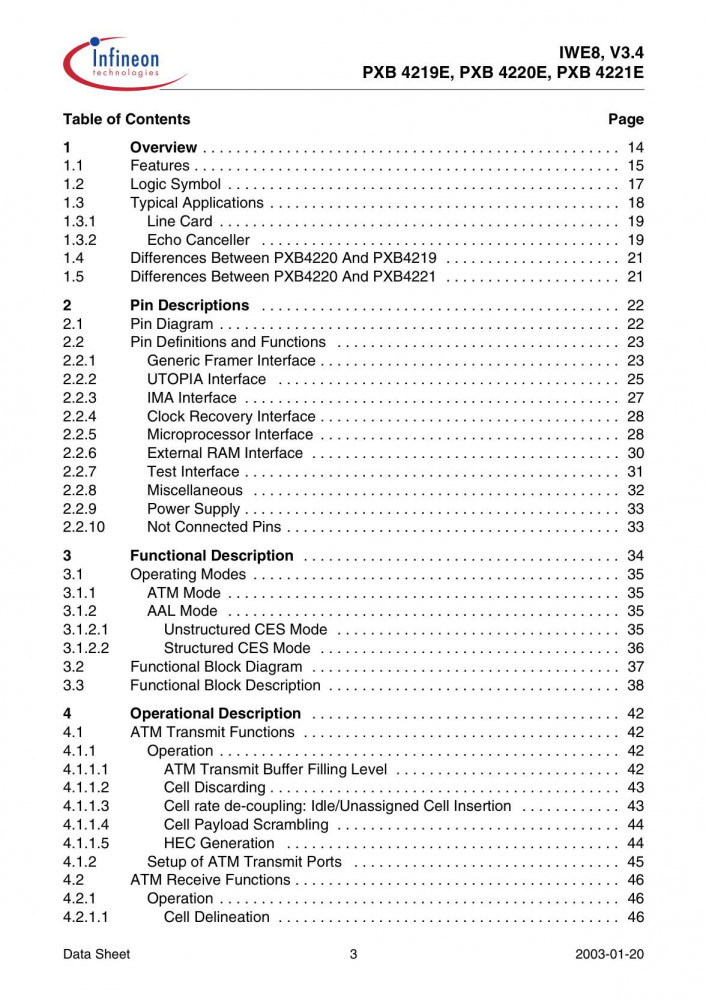 PXB4220E IWE8 datasheet page 3