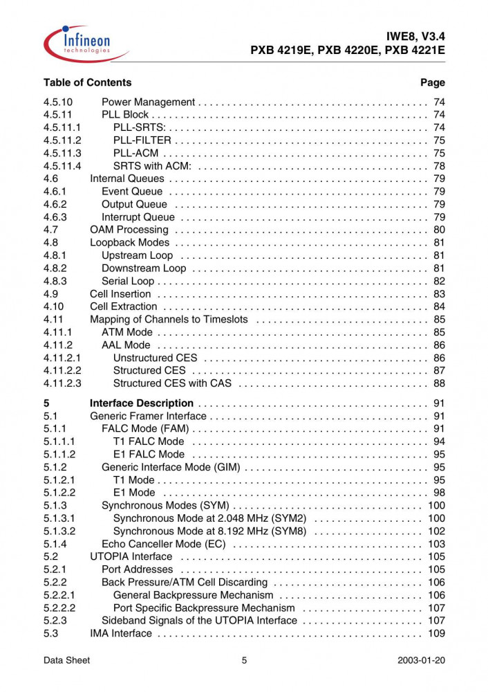 PXB4220E IWE8 datasheet page 5