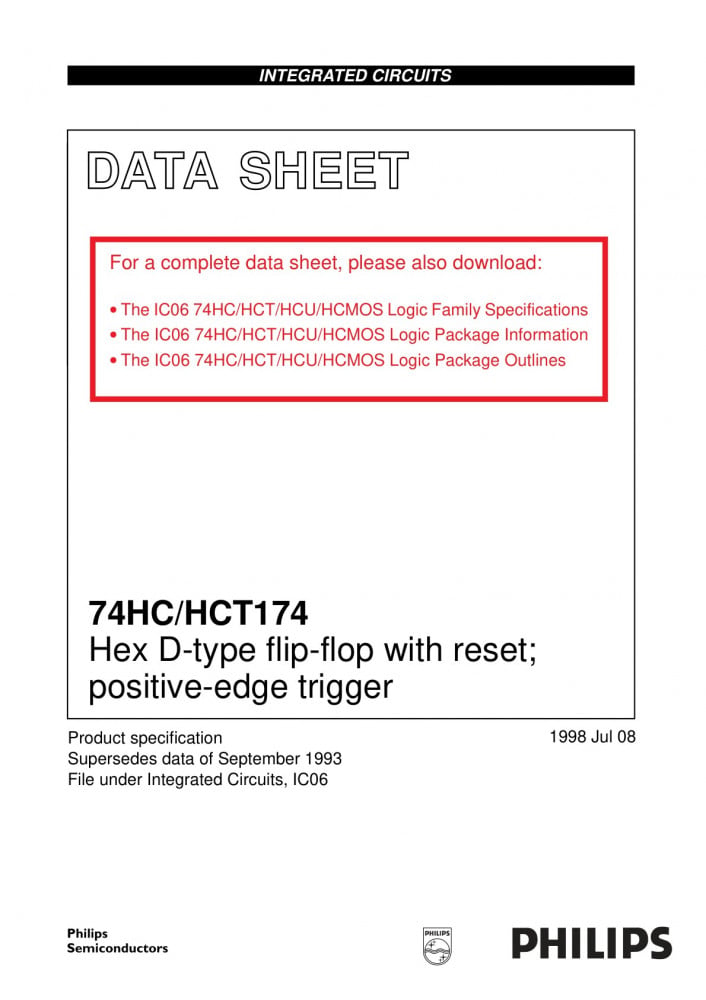 74HCT174 datasheet page 1