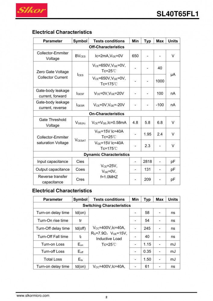 SL40T65FL1 datasheet page 2