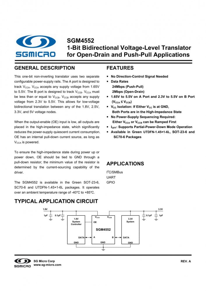 SGM4552 datasheet page 1