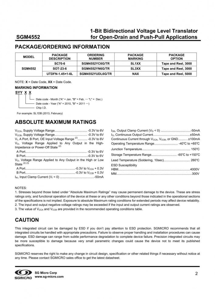 SGM4552 datasheet page 2