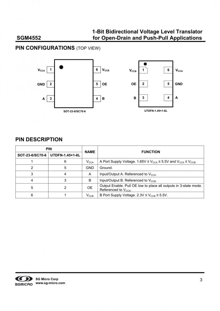 SGM4552 datasheet page 3