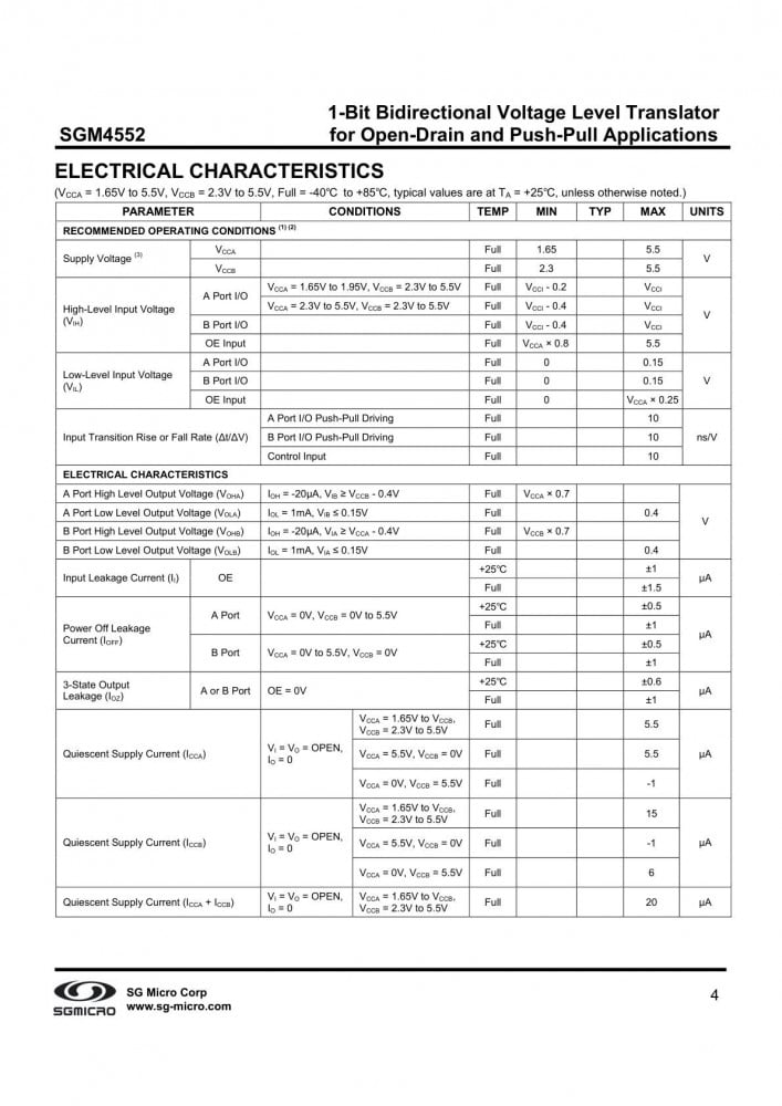 SGM4552 datasheet page 4