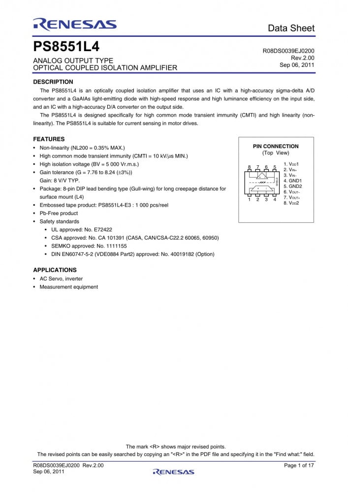 PS8551L4-V-E3-AX datasheet page 1