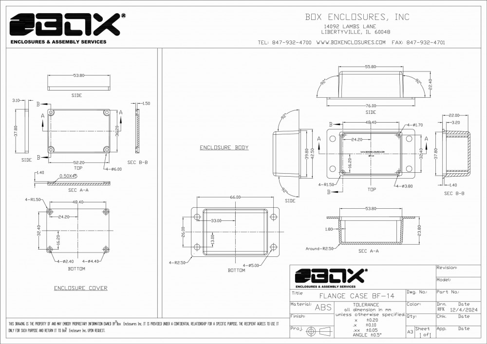 BF-14 flange case technical drawing