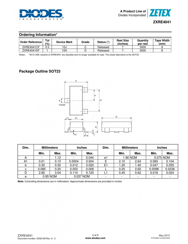 ZXRE4041CFTA datasheet page 4