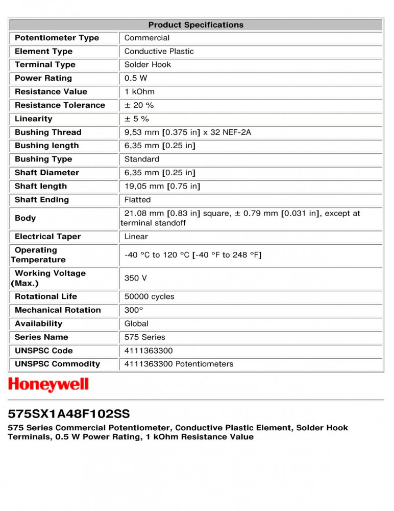 Honeywell 575 Series documentation page 2