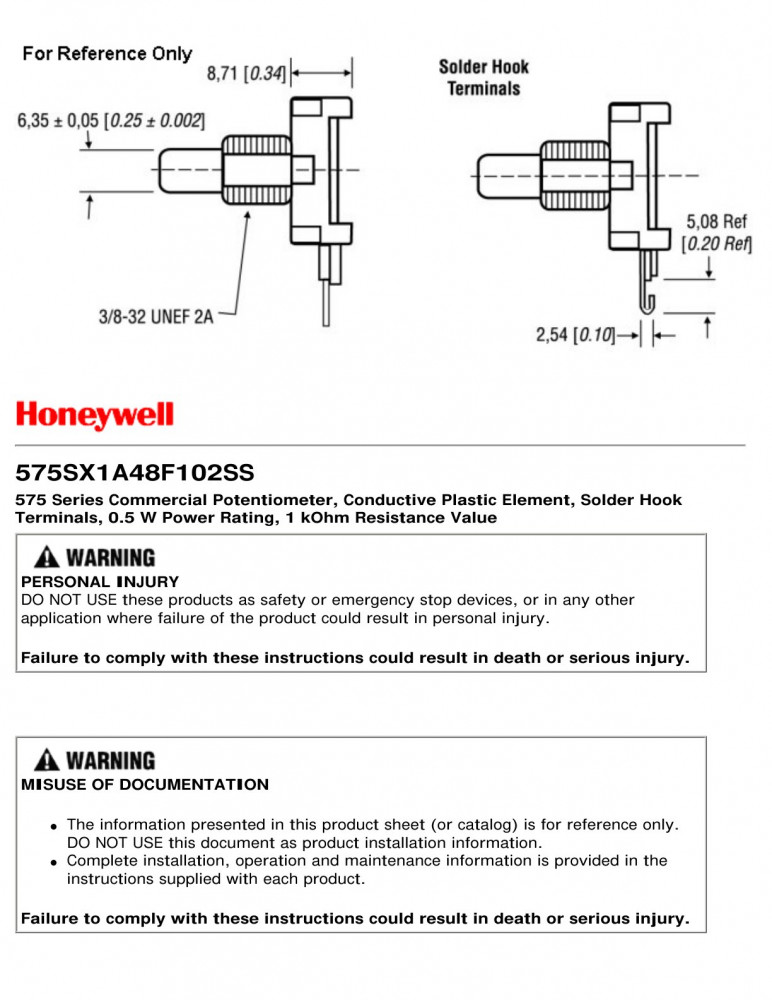 Honeywell 575 Series documentation page 3