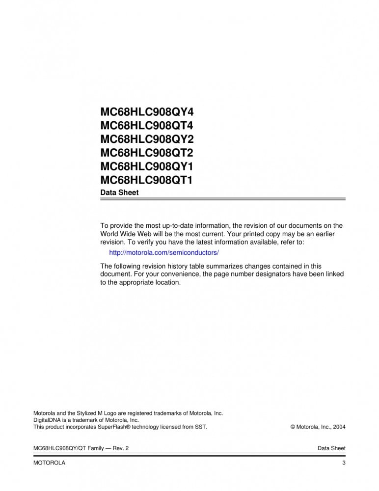 MC68HLC908QY QT datasheet page 3