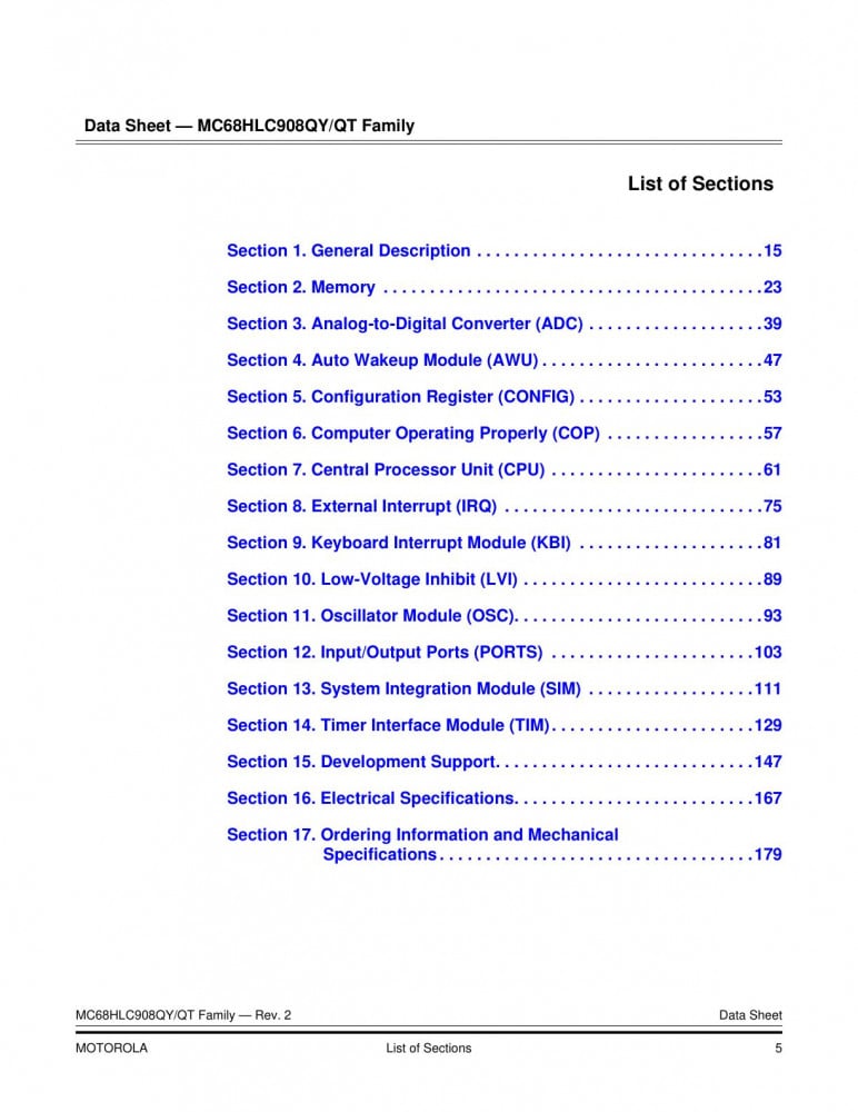 MC68HLC908QY QT datasheet page 5