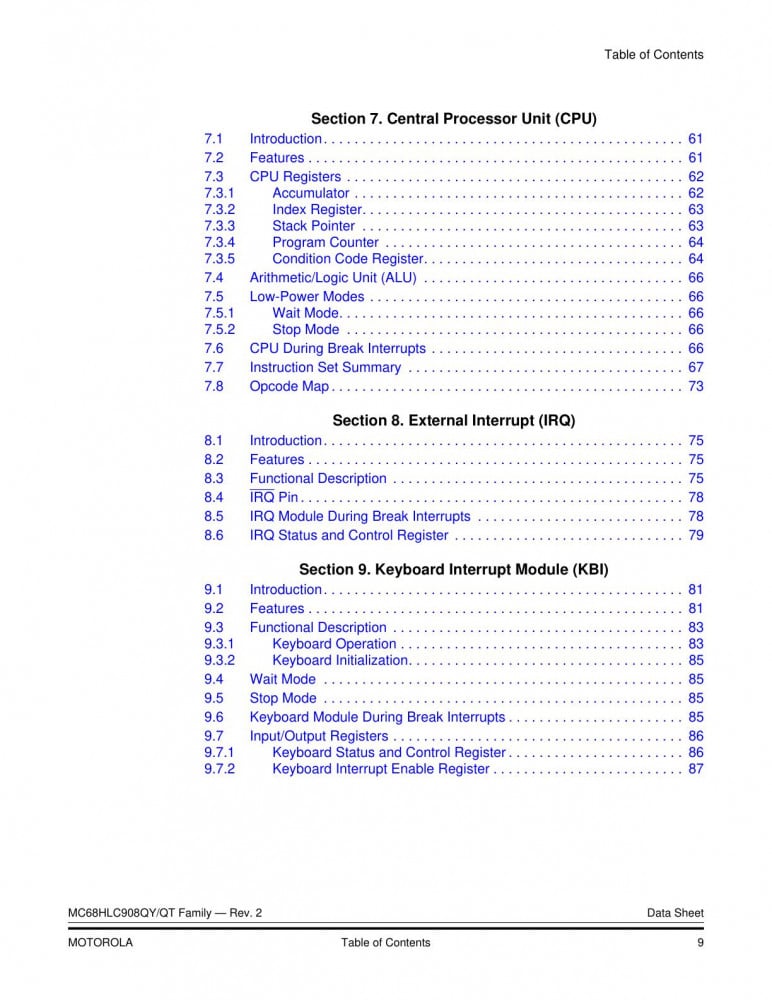 MC68HLC908QY QT datasheet page 9