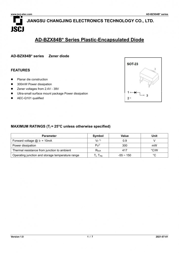 AD-BZX84B series datasheet page 1