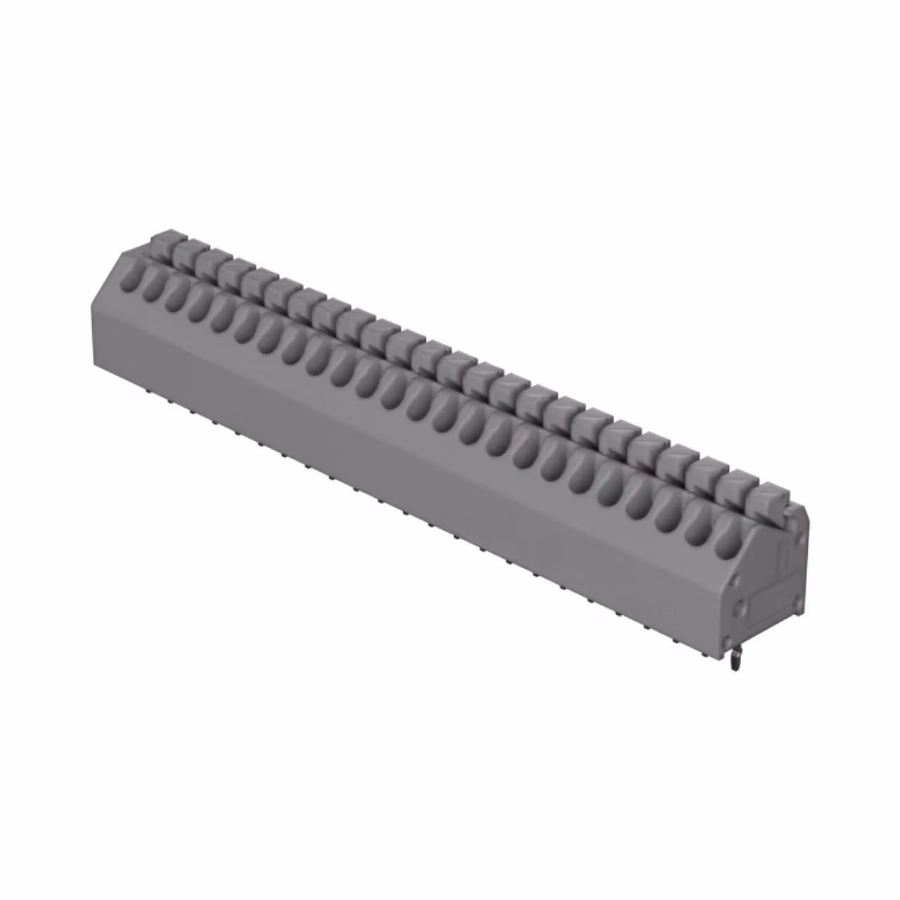 3.50mm Pitch, Eurostyle Fixed-Mount Push-Button Terminal Block, 45° Modular, 5A, 20-16 AWG, Light Gray, 24 Circuits for sale
