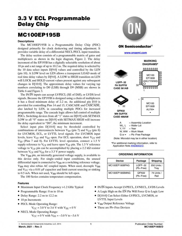 MC100EP195B datasheet page 1
