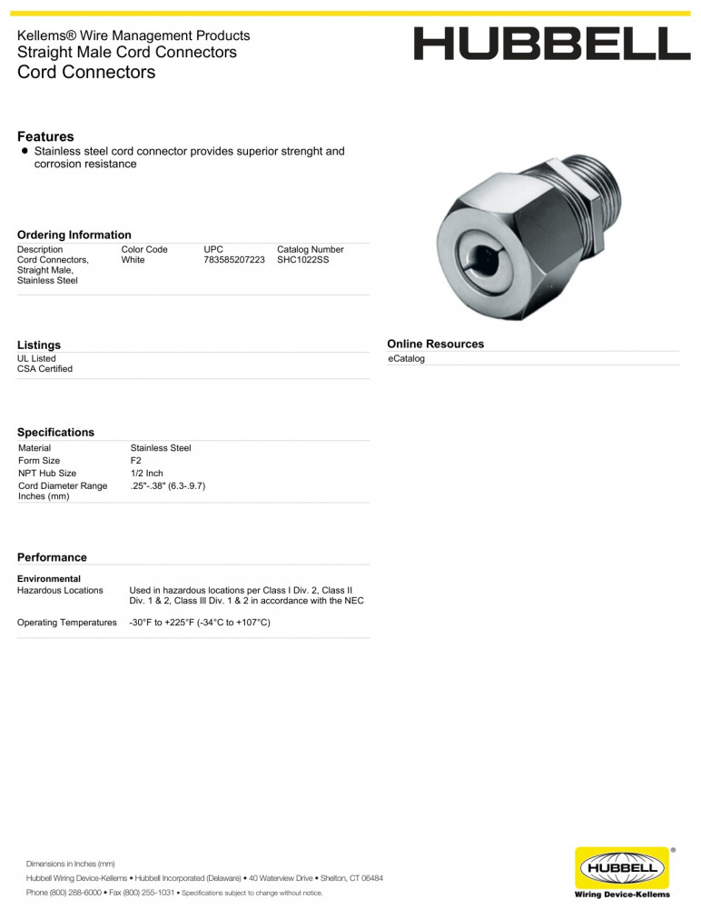 SHC1022SS product document image