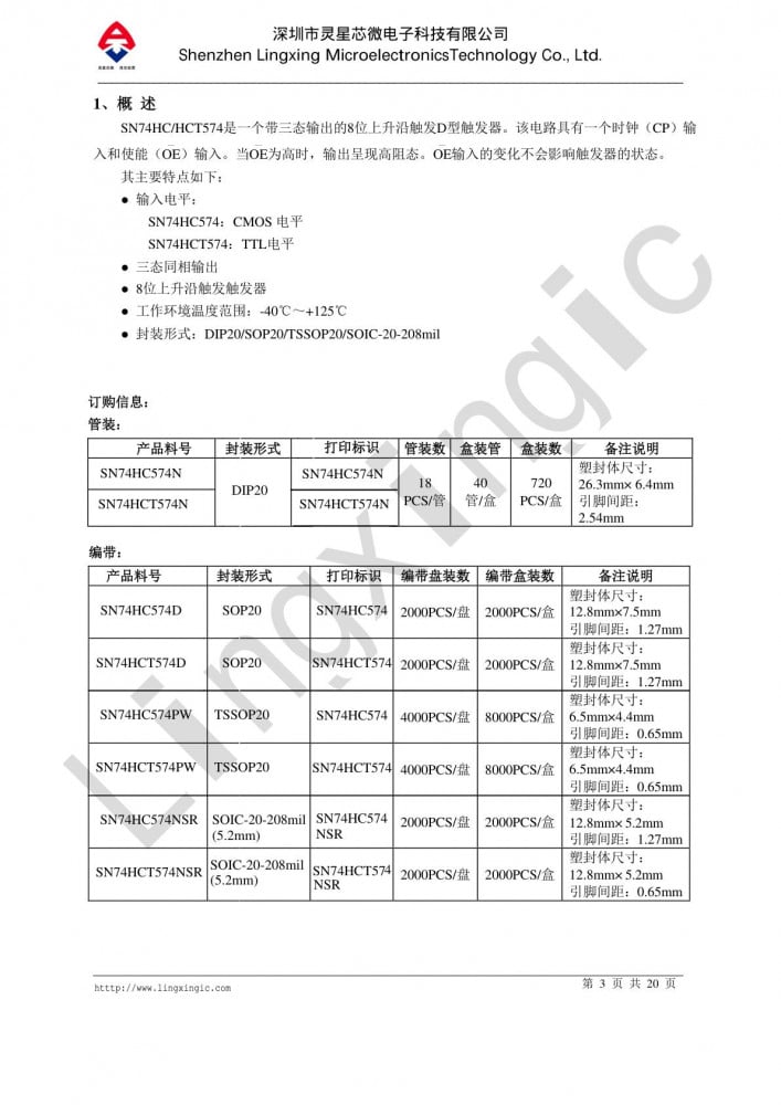 SN74HC574 datasheet page 3