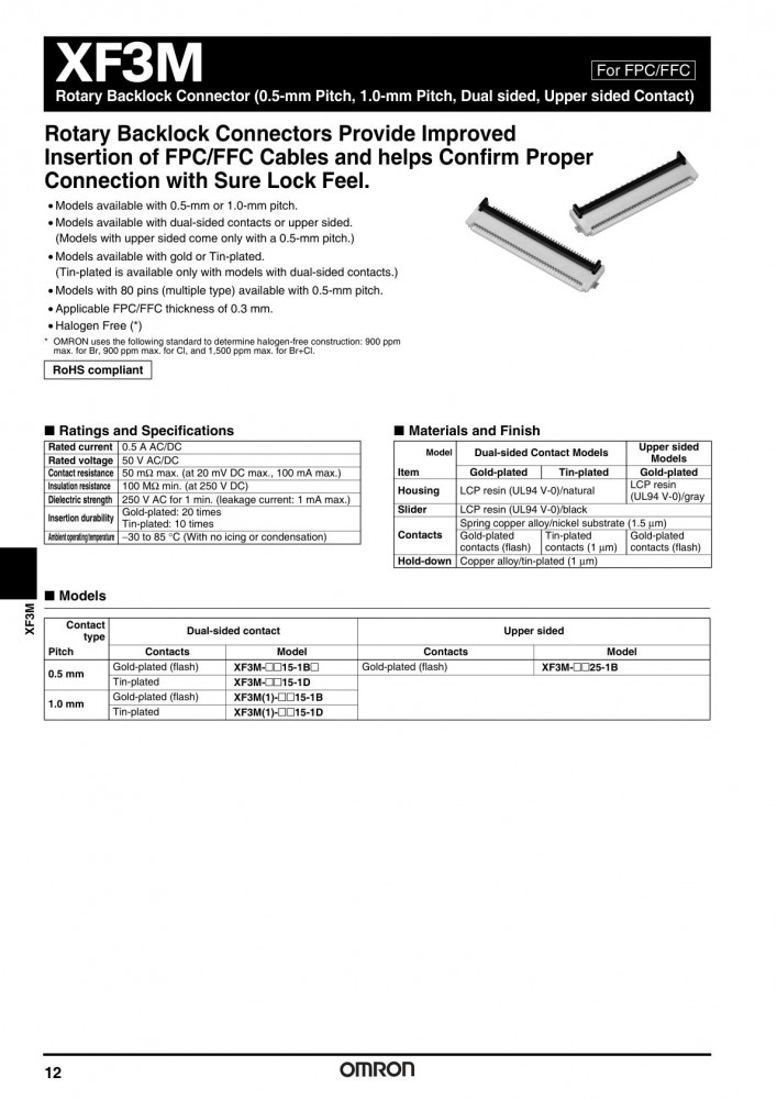 OMRON XF3M connector datasheet page 1