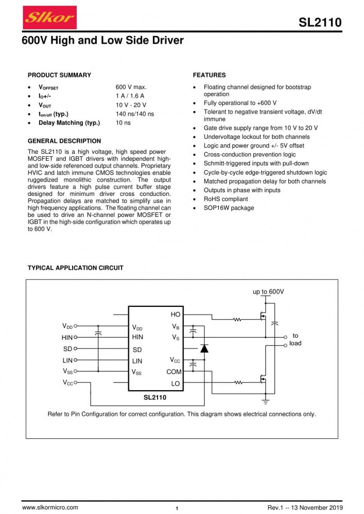 SL2110 datasheet page 1
