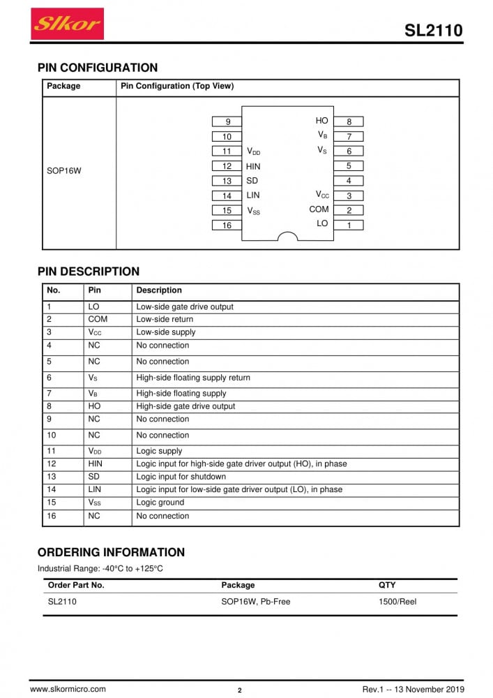SL2110 datasheet page 2