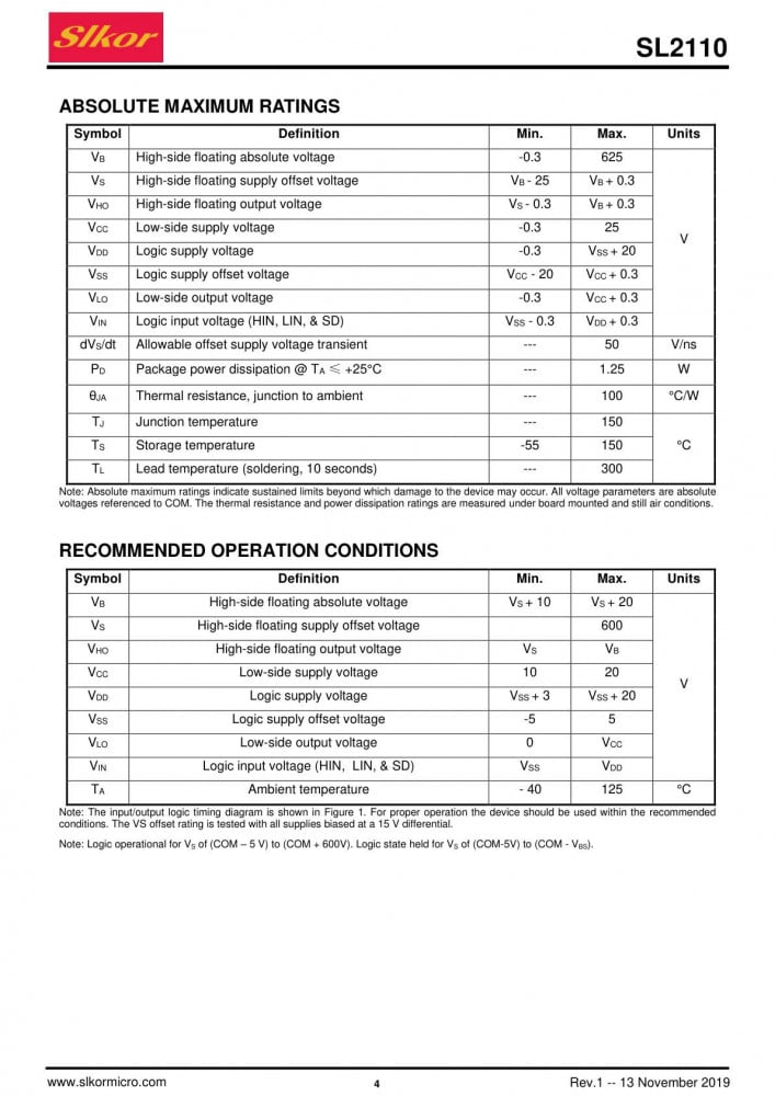 SL2110 datasheet page 4