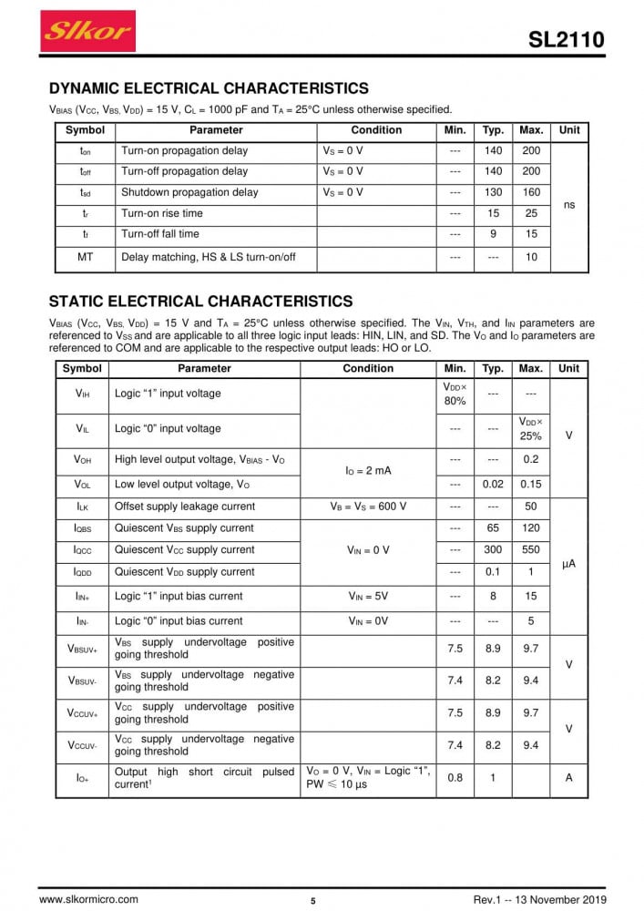 SL2110 datasheet page 5