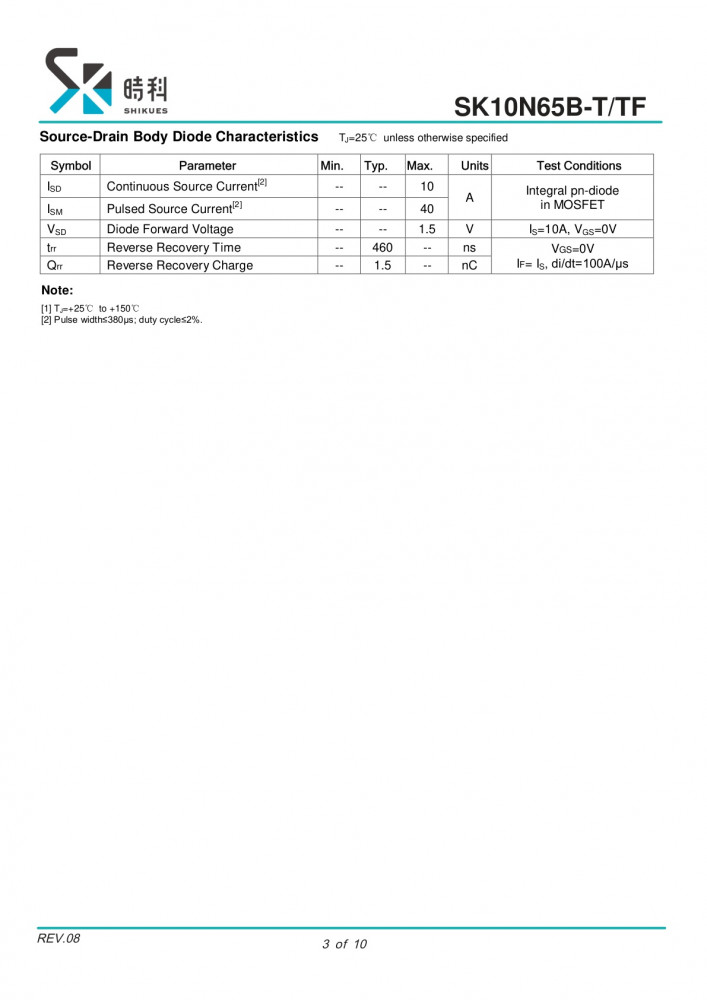 SK10N65B-TF datasheet page 3