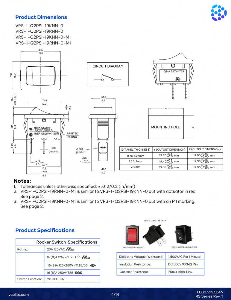 VCC RS Series document page 4