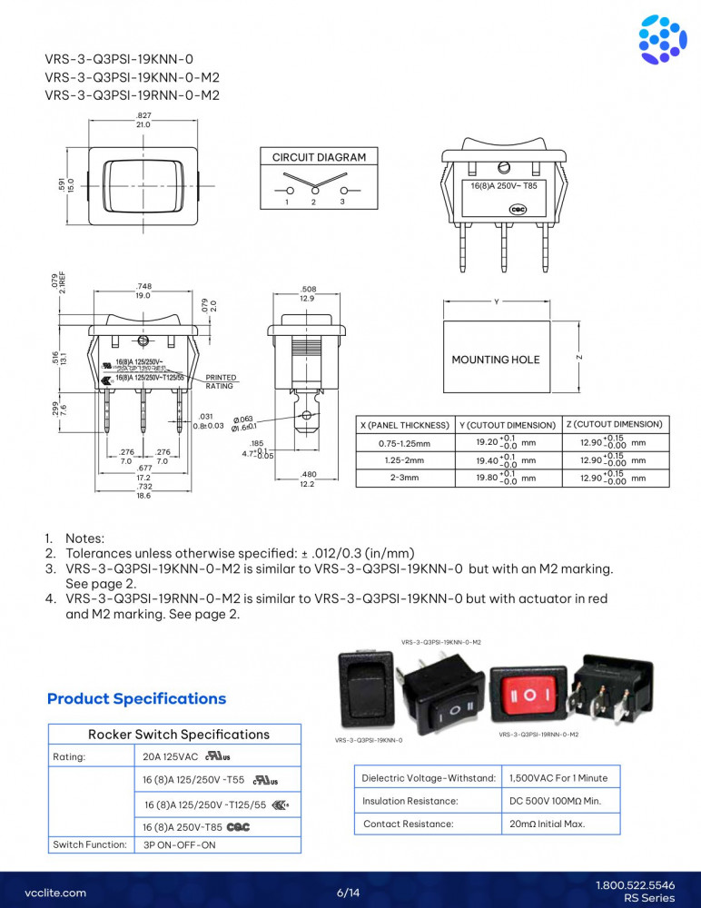 VCC RS Series document page 6