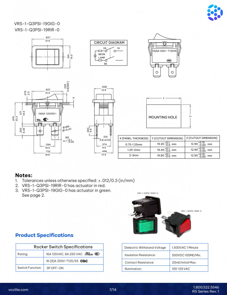 VCC RS Series document page 7