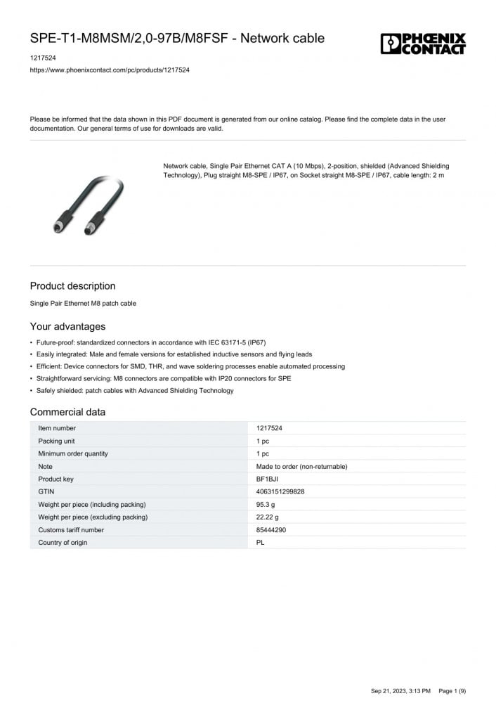 Phoenix Contact 1217524 document page 1