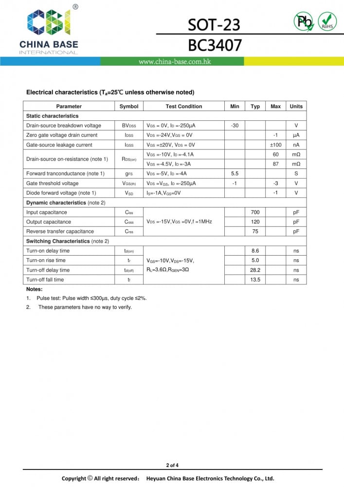 BC3407 datasheet page 2