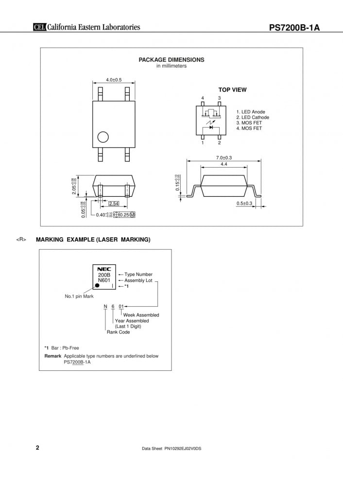 PS7200B-1A-A datasheet page 2