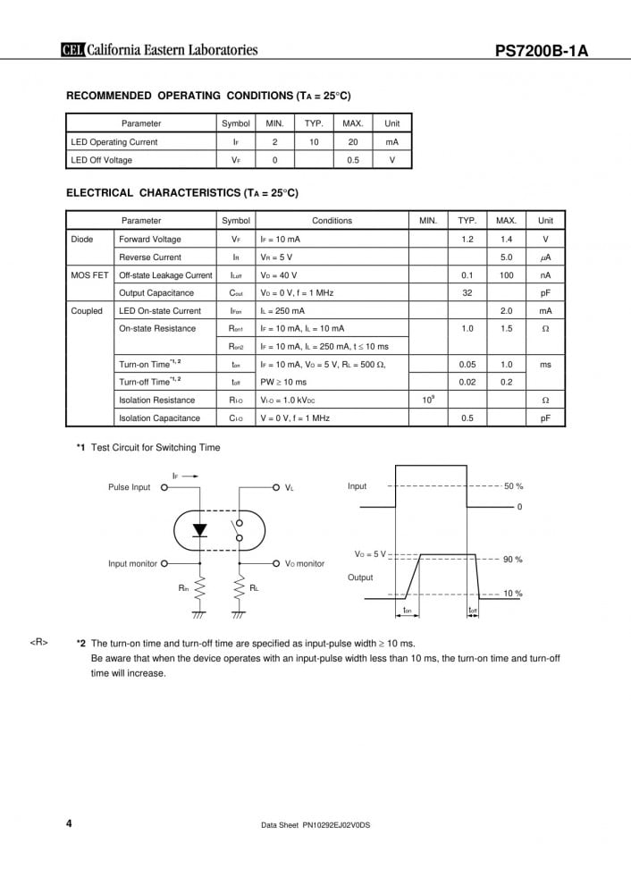 PS7200B-1A-A datasheet page 4