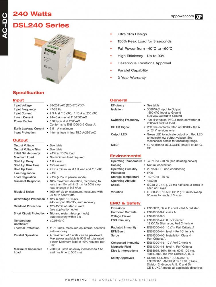 DSL240 Series technical document page 1