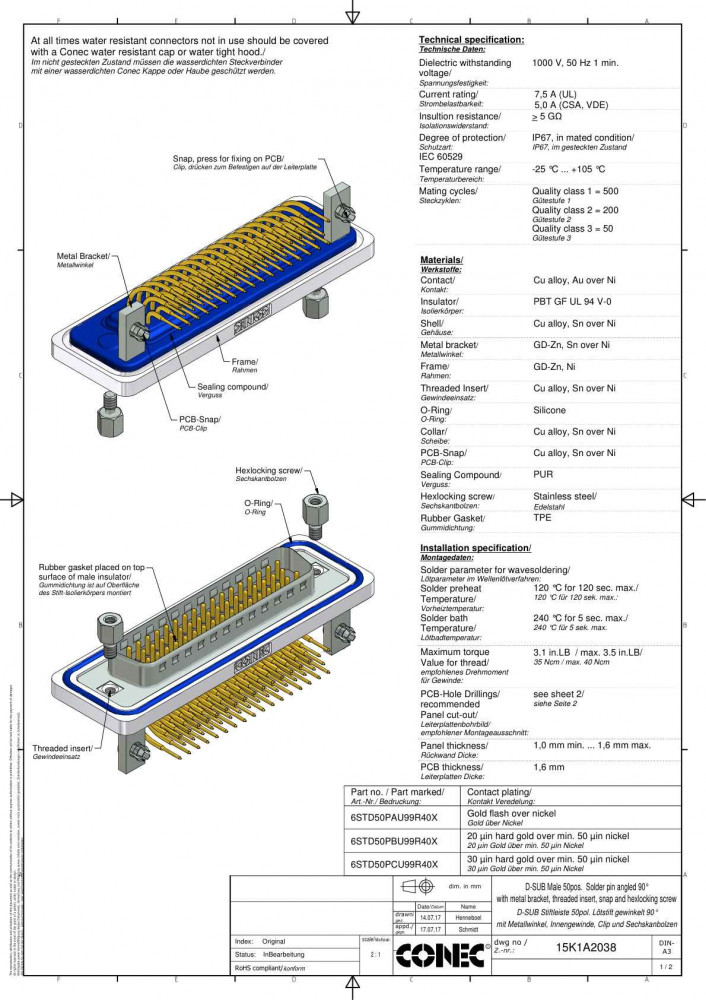 Conec 6STD50PAU99R40X drawing, page 1