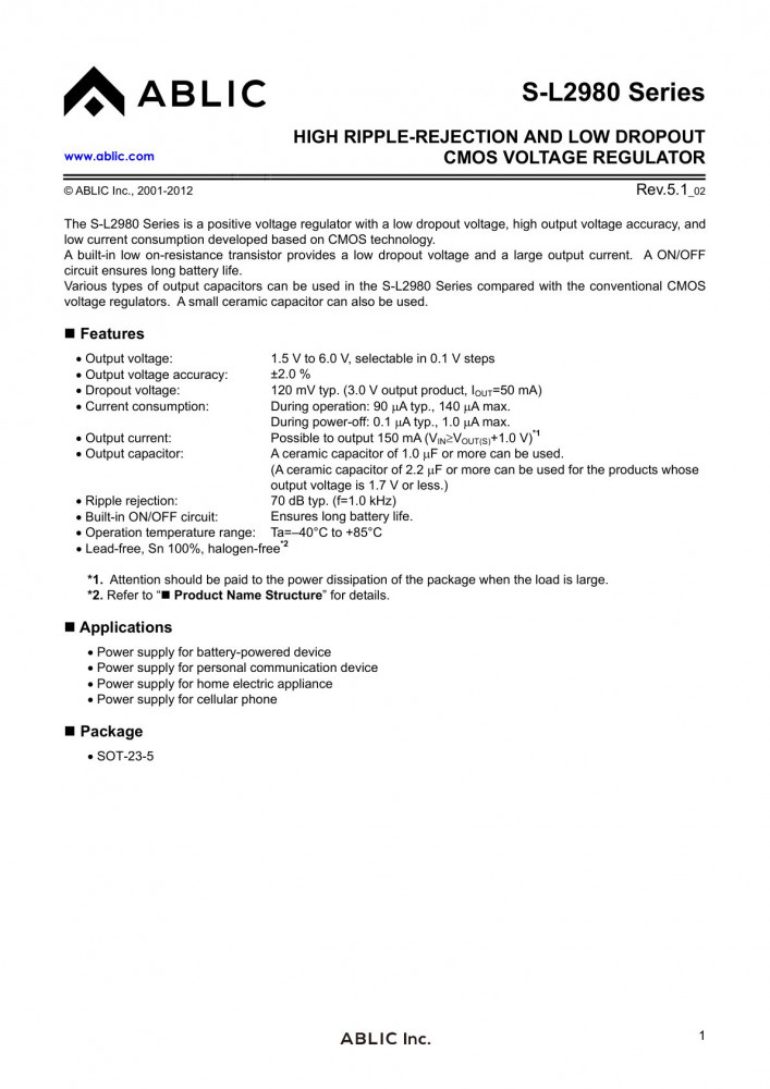 S-L2980 datasheet page 1