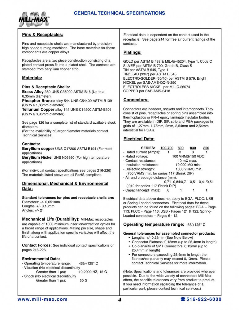 Mill-Max technical document page 4