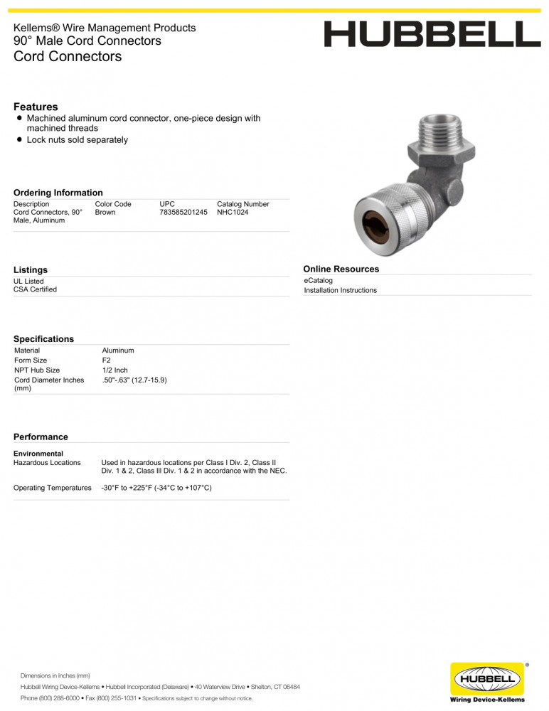 NHC1024 product document image
