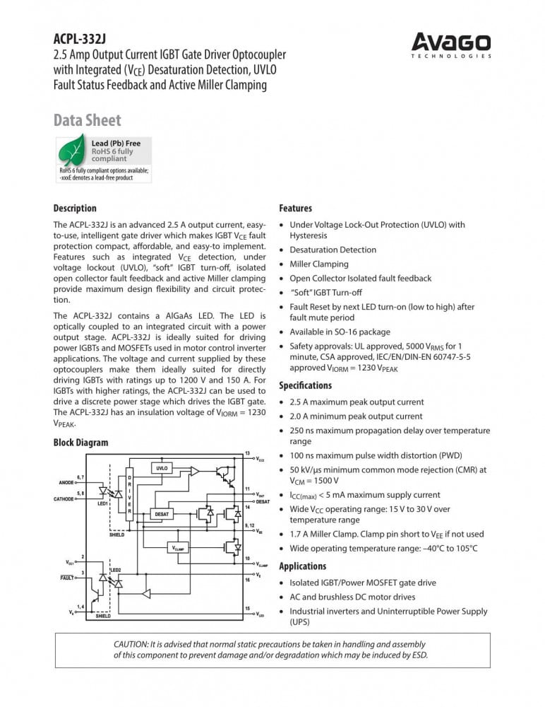 ACPL-332J-500E datasheet page 1