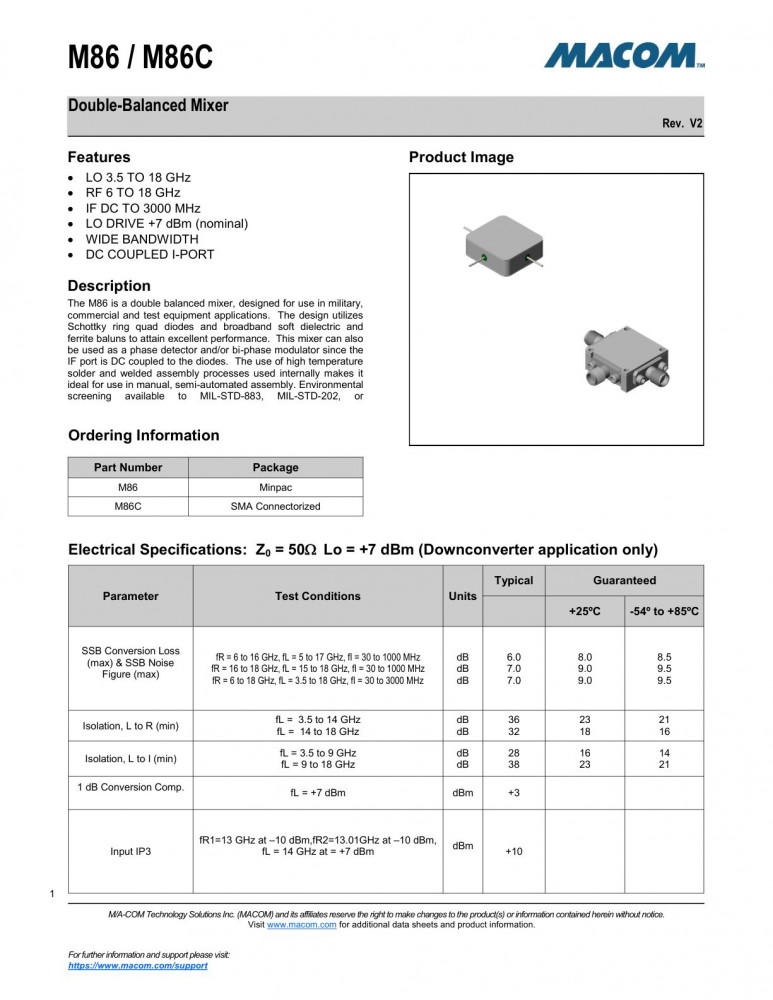 MACOM M86 datasheet page 1