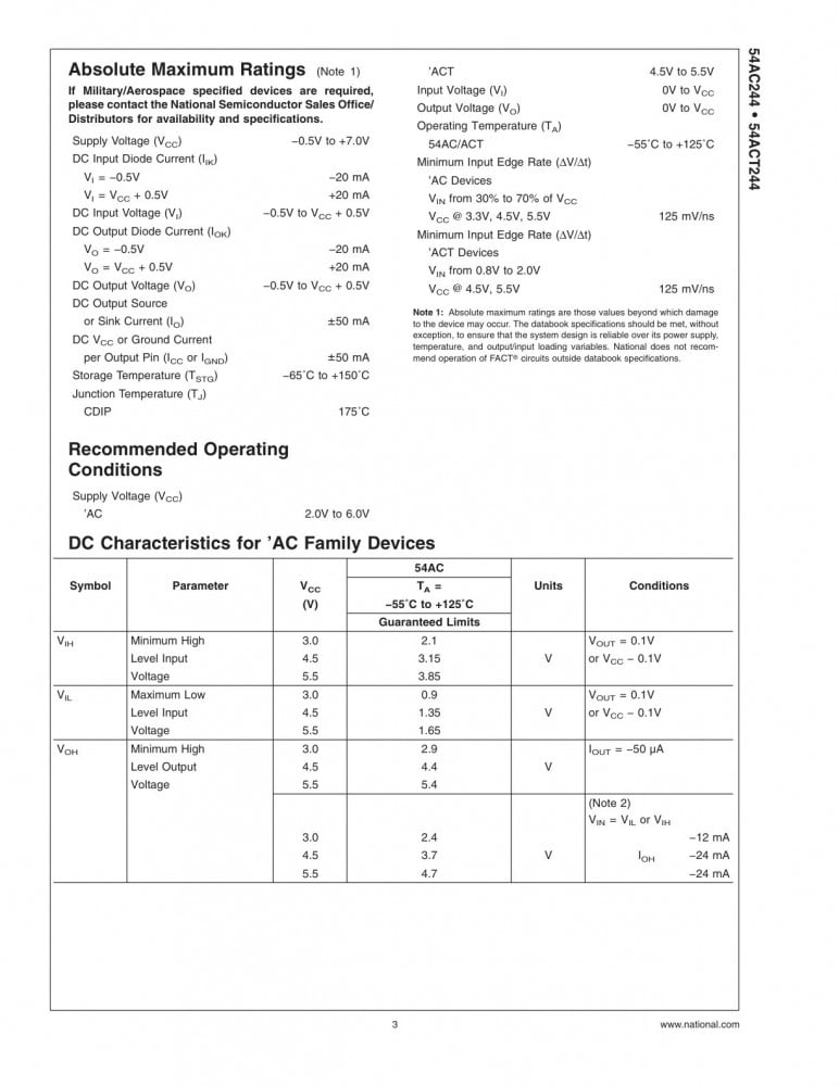 54ACT244 technical document page 4