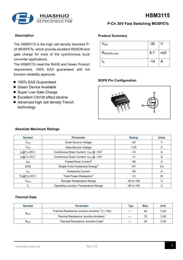 HSM3115 datasheet page 1