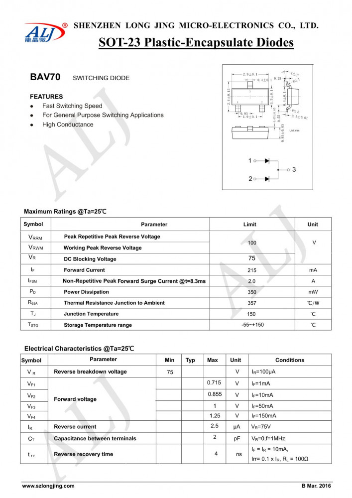 ALJ BAV70 datasheet page 1