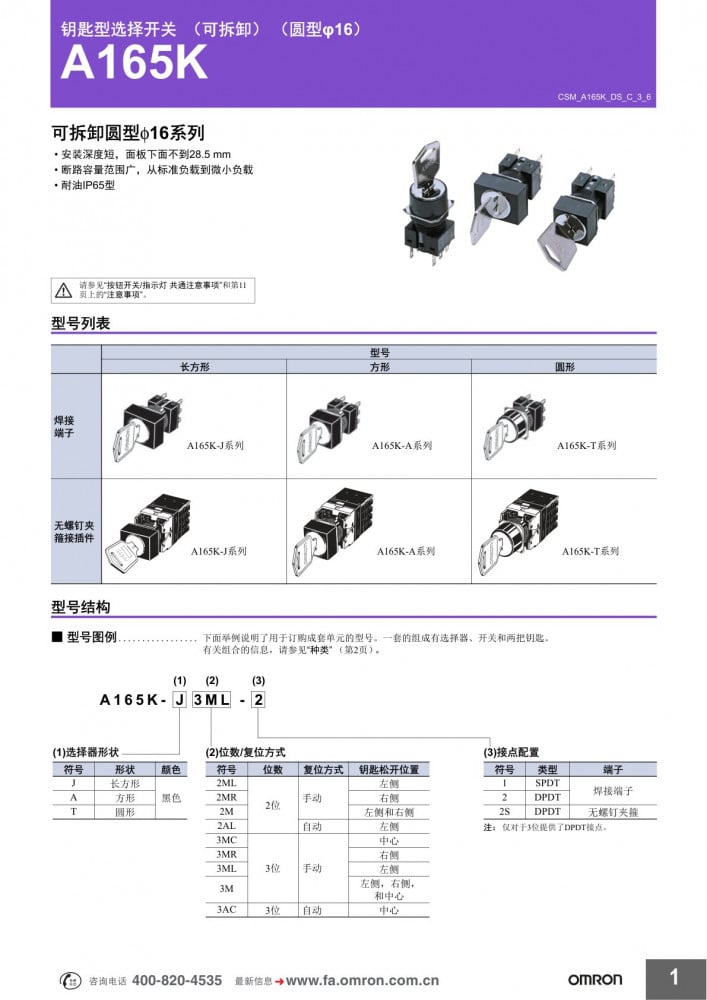 A165K datasheet page 1