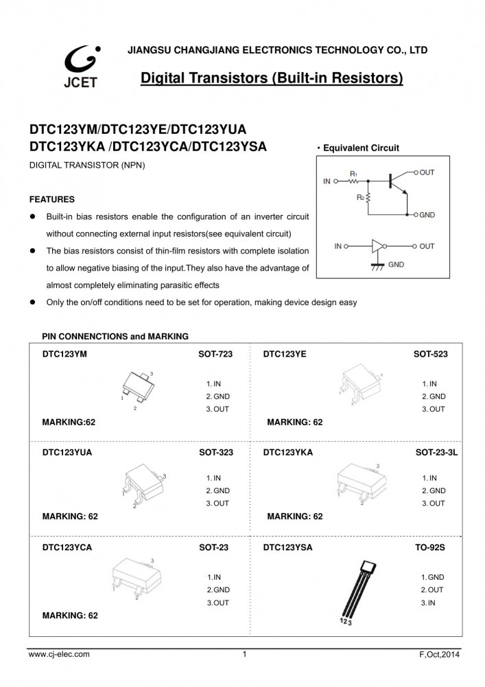 DTC123YCA datasheet page 1