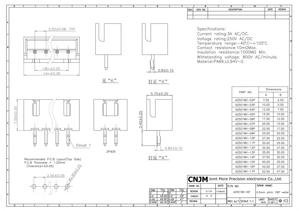 CNJMA2501WV-9P technical drawing preview