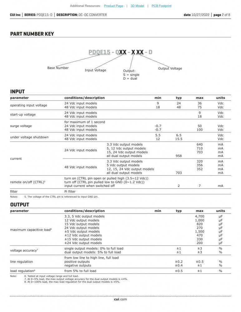 CUI PDQE15-D datasheet page 2