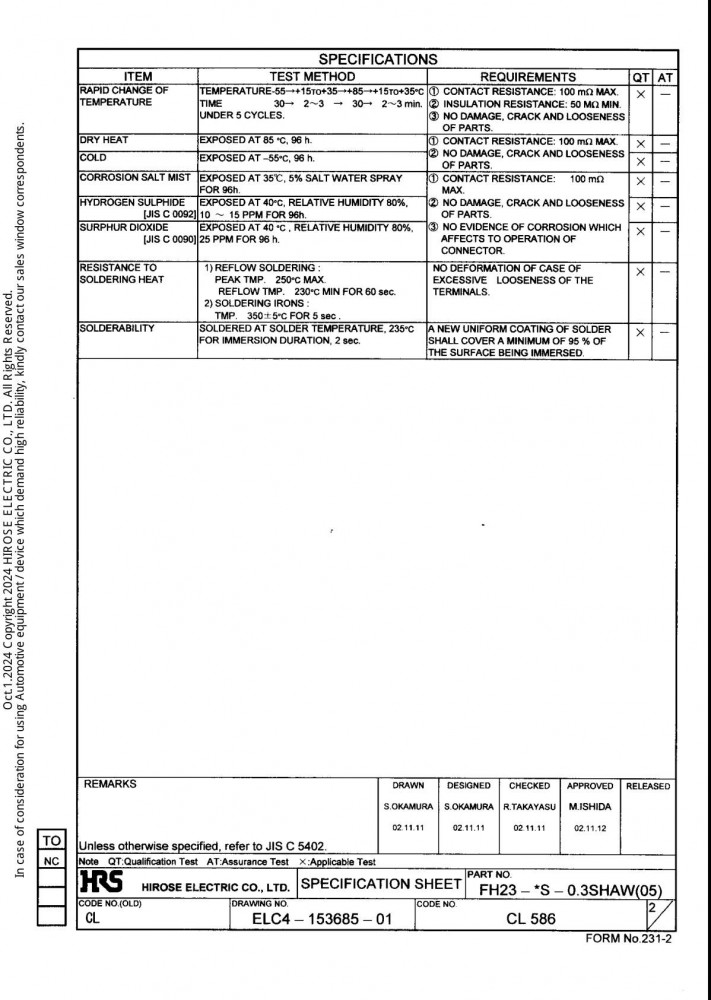 HRS FH23-39S-0.3SHAW(05) specification sheet page 2
